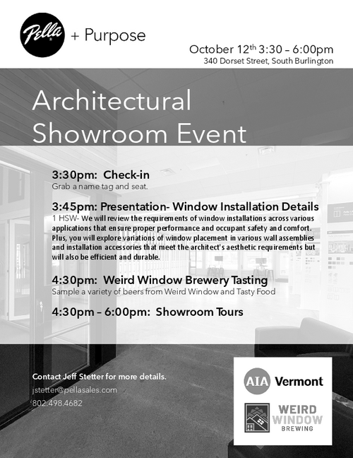 Pella Architectural Showroom & Pella + Purpose Event - AIA Vermont