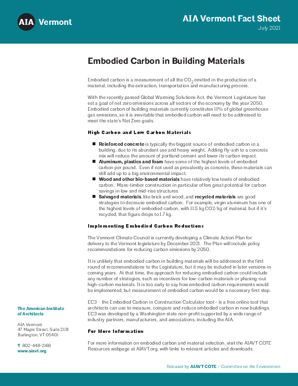 Embodied Carbon in Building Materials: the Next Challenge for Vermont’s ...